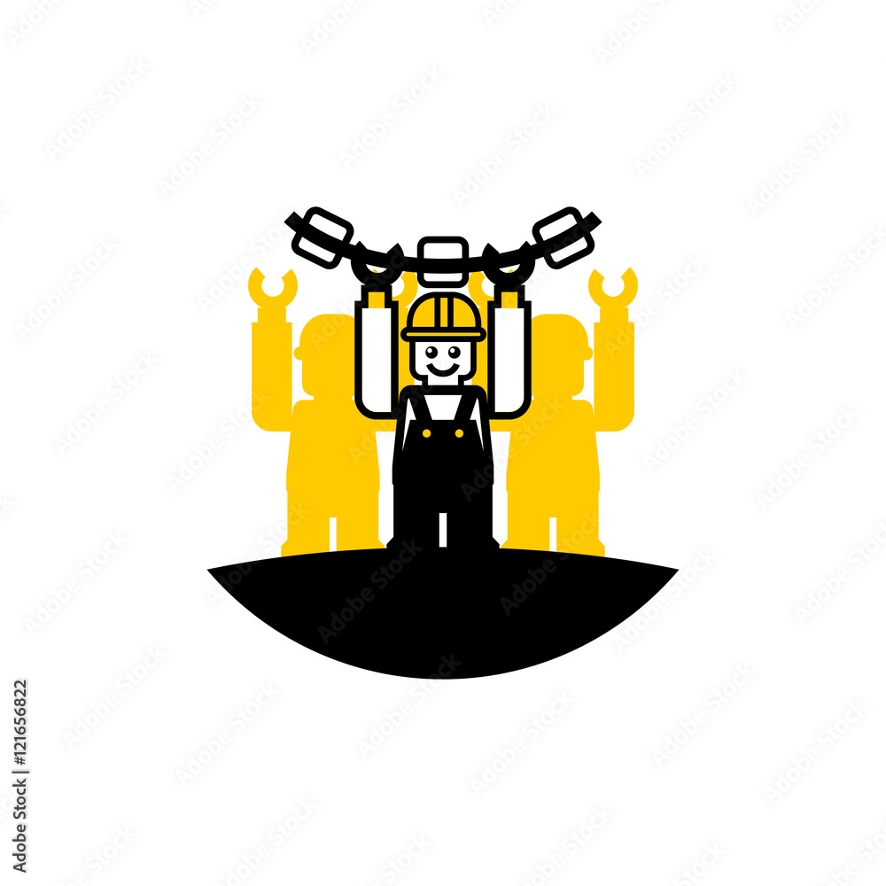 Cute Construction Crew Character Illustration Logo Stock Vector | Adobe ...