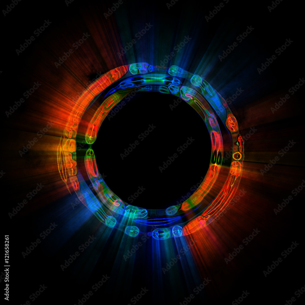 Abstract ring background with luminous swirling backdrop. Glowing ...