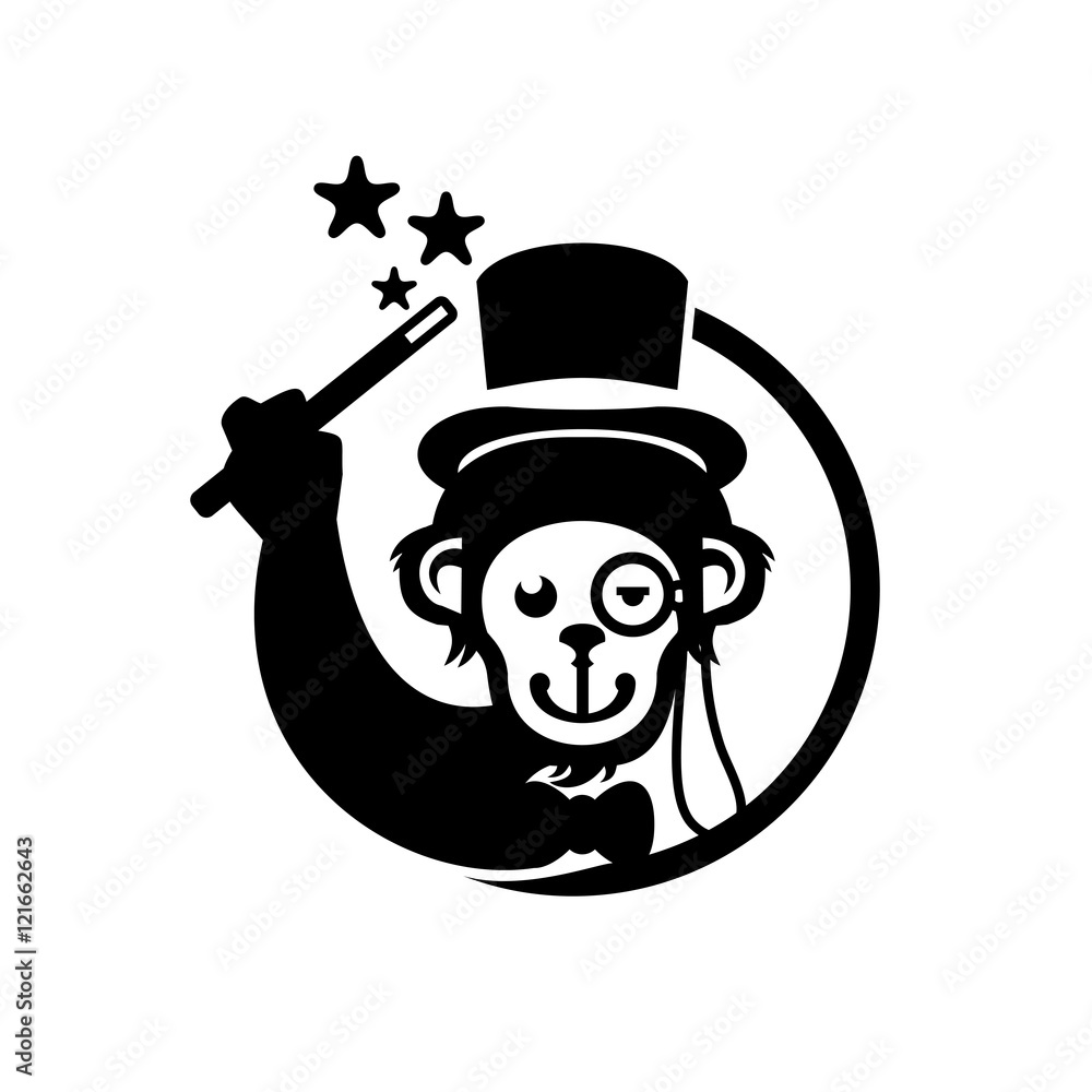 Magic Monkey Logo Vector Image Icon Stock Vector | Adobe Stock