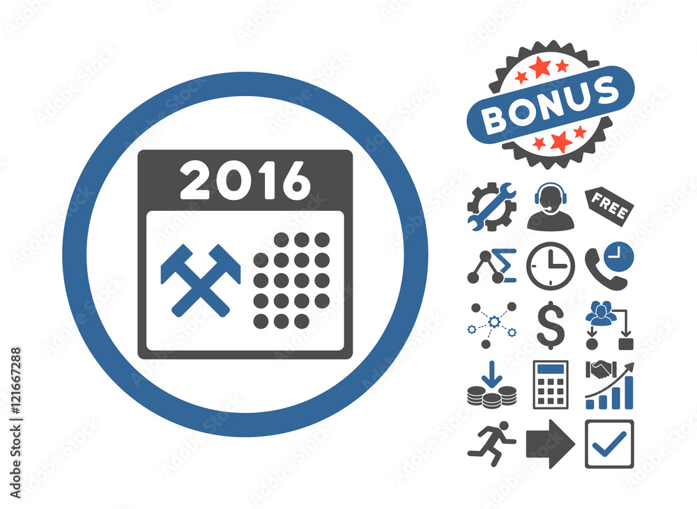 2016 Working Days icon with bonus pictogram. Vector illustration style ...