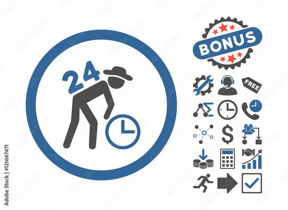 Around the Clock Work pictograph with bonus symbols. Vector ...