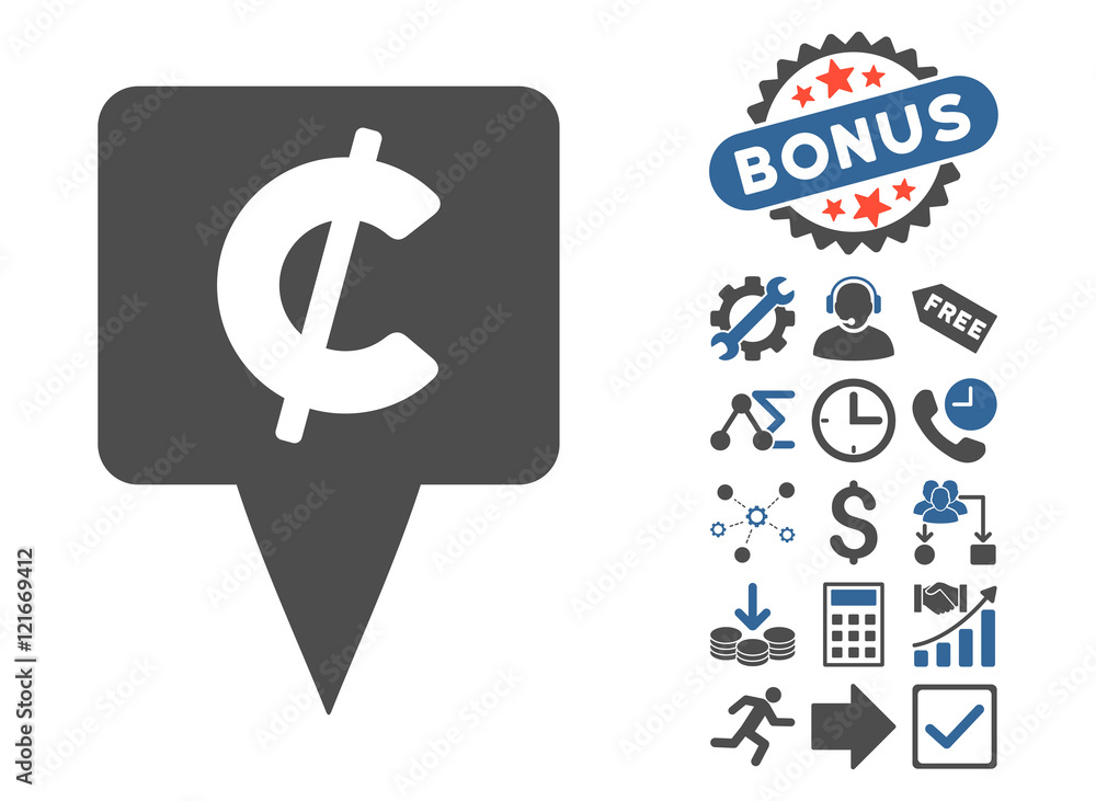 Cent Map Pointer pictograph with bonus icon set. Vector illustration ...