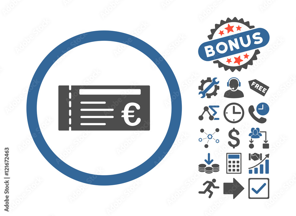Euro Ticket pictograph with bonus pictures. Vector illustration style ...