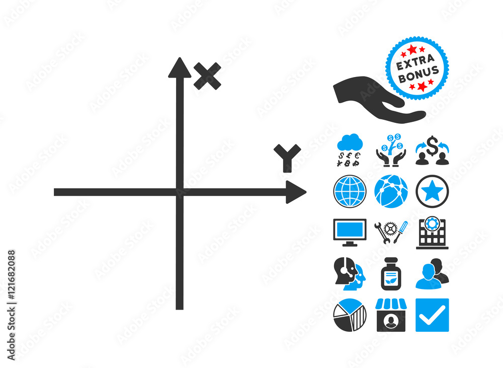 Cartesian Axes pictograph with bonus symbols. Vector illustration style ... Cartesian Axes pictograph with bonus symbols. Vector illustration style ...