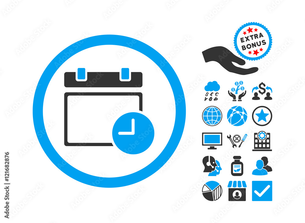 Date and Time pictograph with bonus symbols. Vector illustration style ...