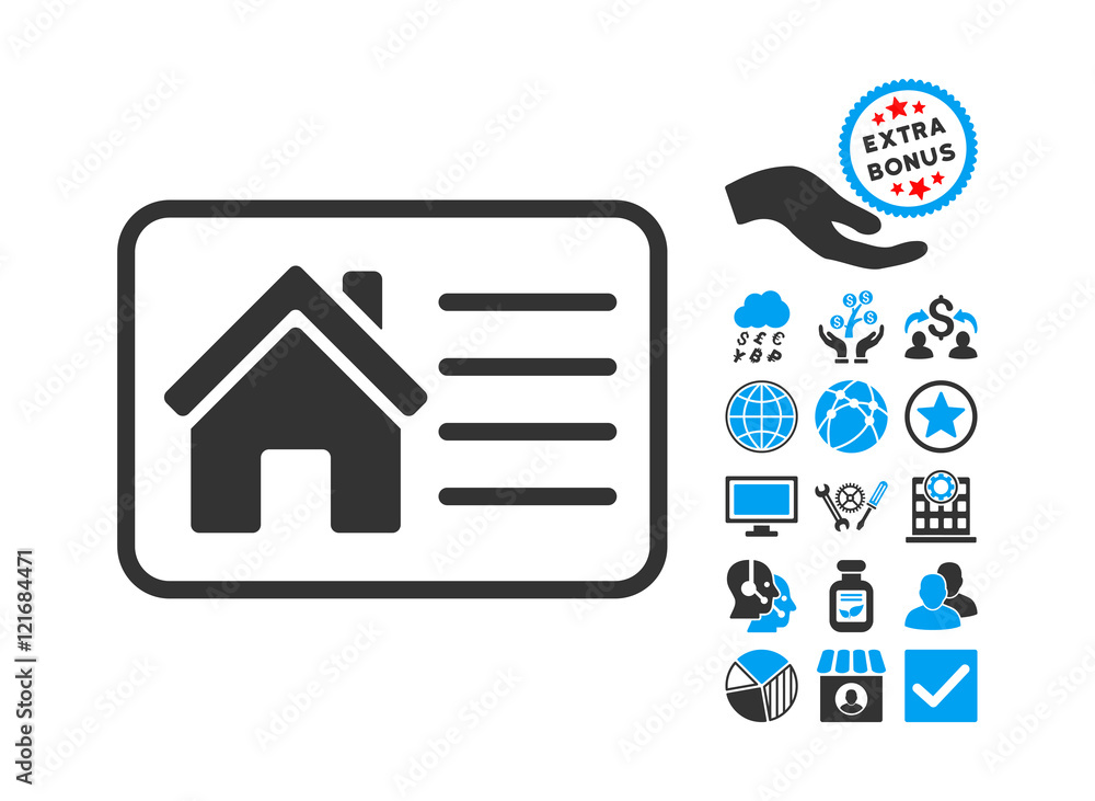 House Info Card icon with bonus pictograph collection. Vector ...