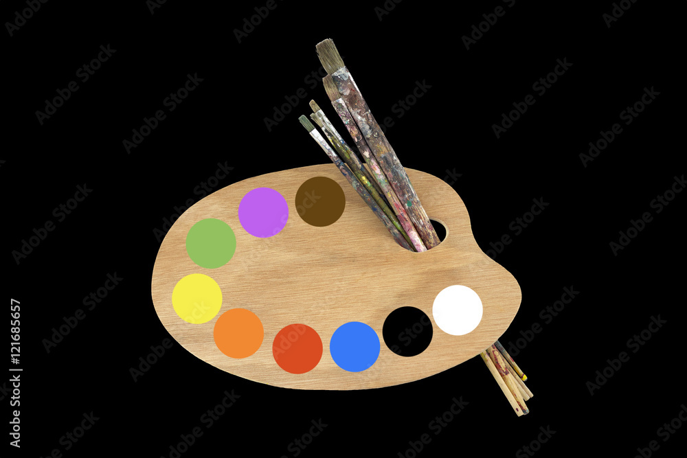 Real Paint Palette And Brush