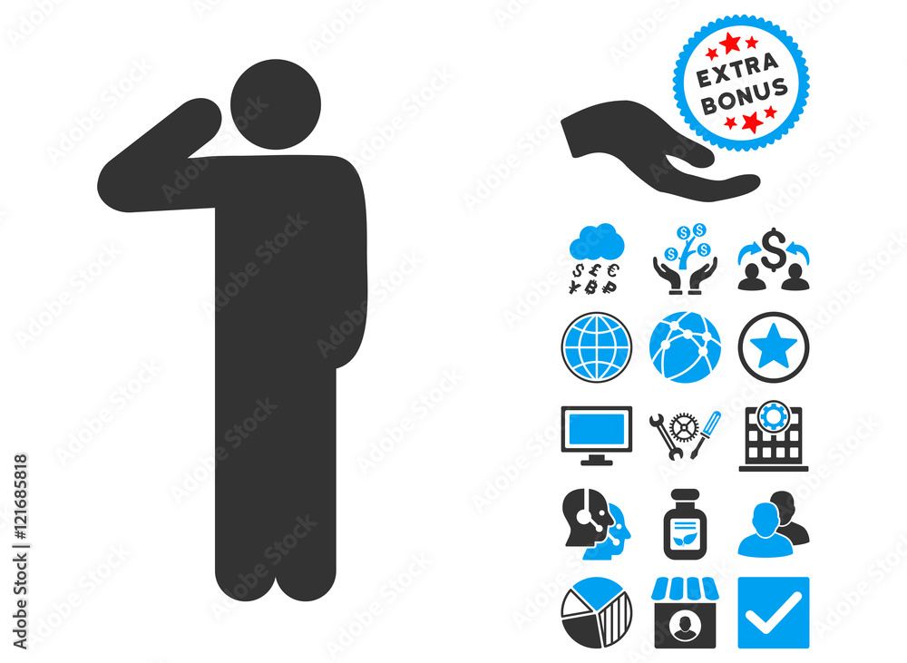 Salute Pose pictograph with bonus pictograph collection. Vector ...