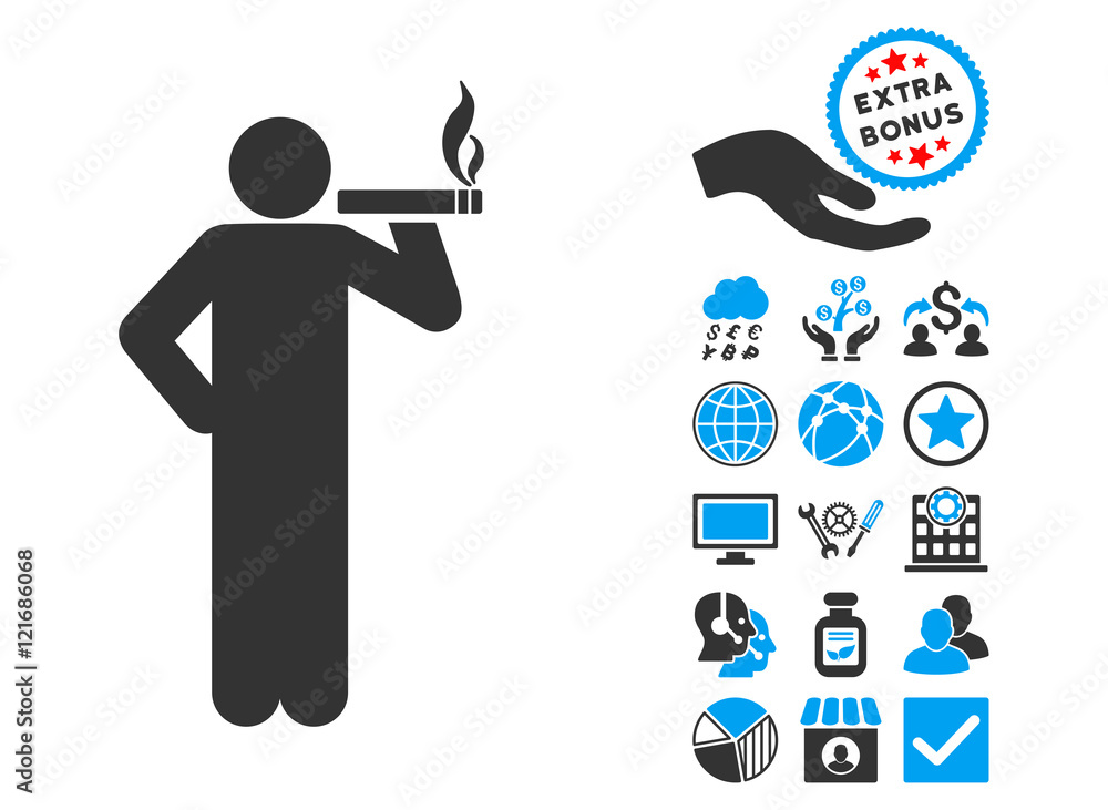 Smoking Man icon with bonus images. Vector illustration style is flat ...