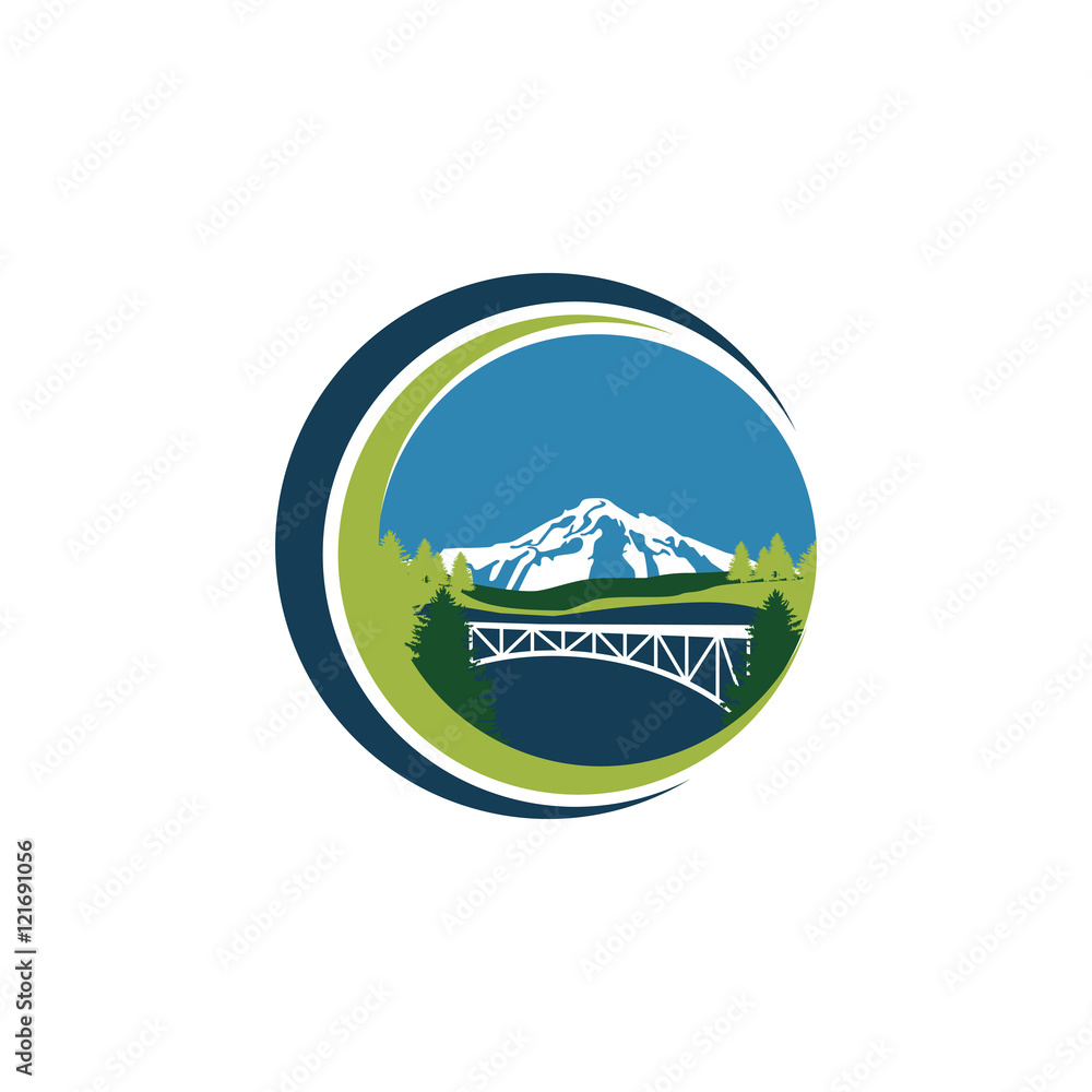 Mountain Bridge Logo Vector Image Icon Stock Vector | Adobe Stock