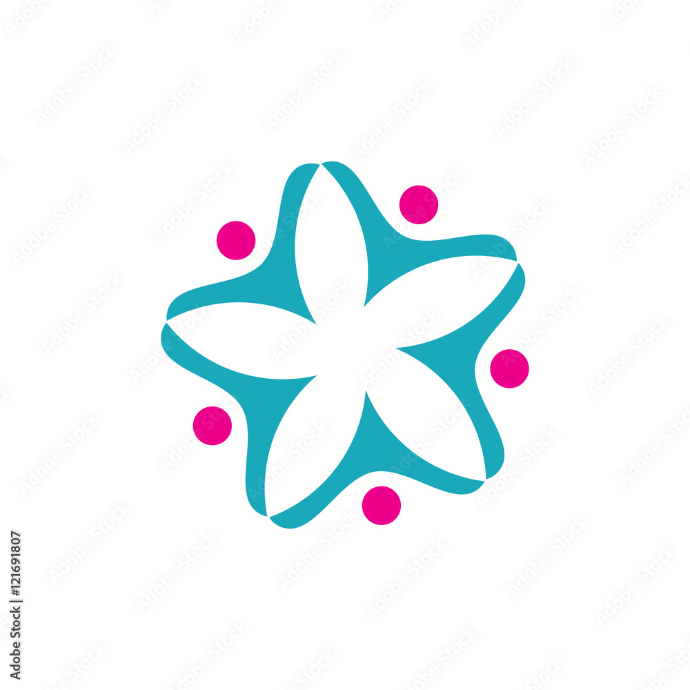 People Star Flower Logo Vector Image Icon Stock Vector | Adobe Stock