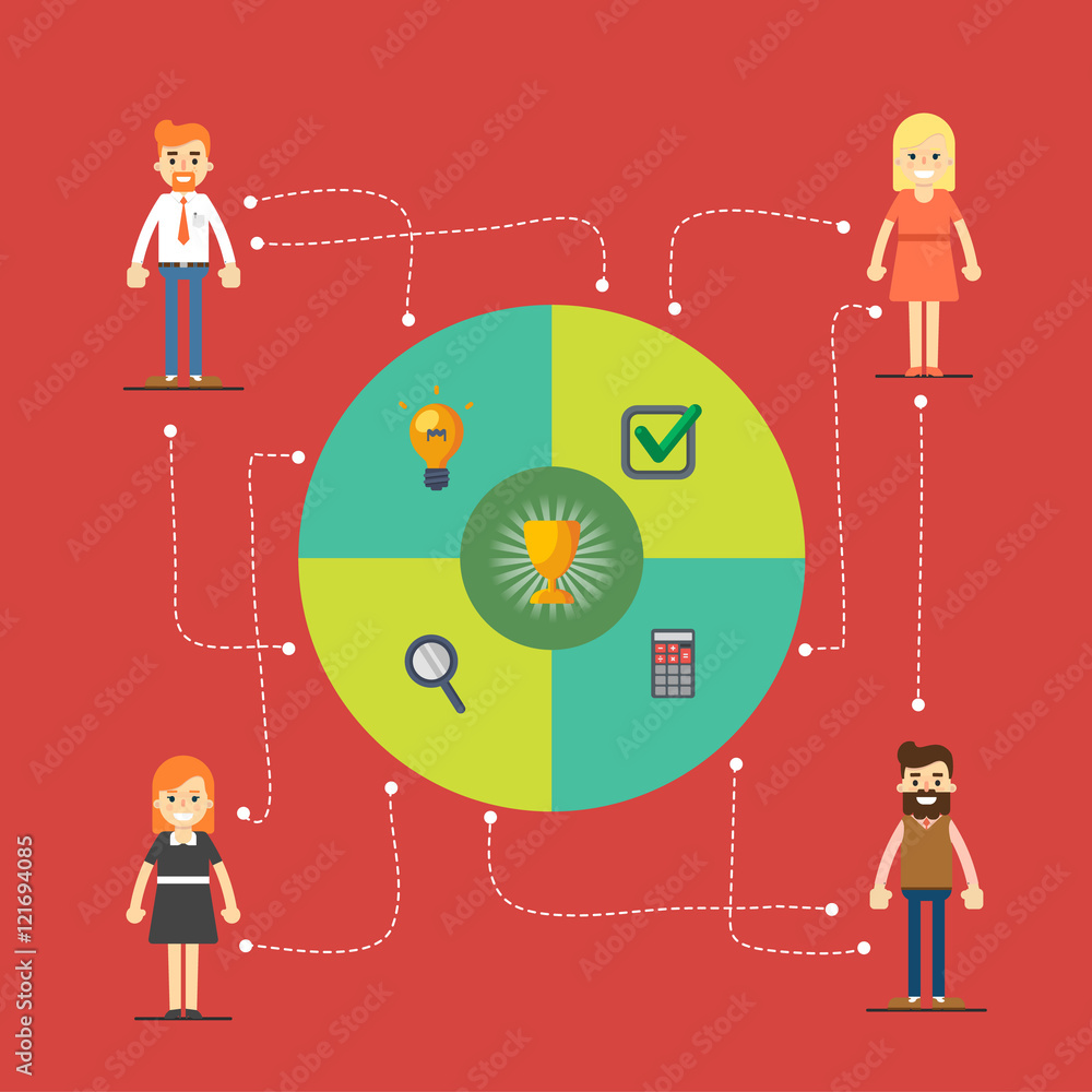 Social network and teamwork banner with connected people focused on ...