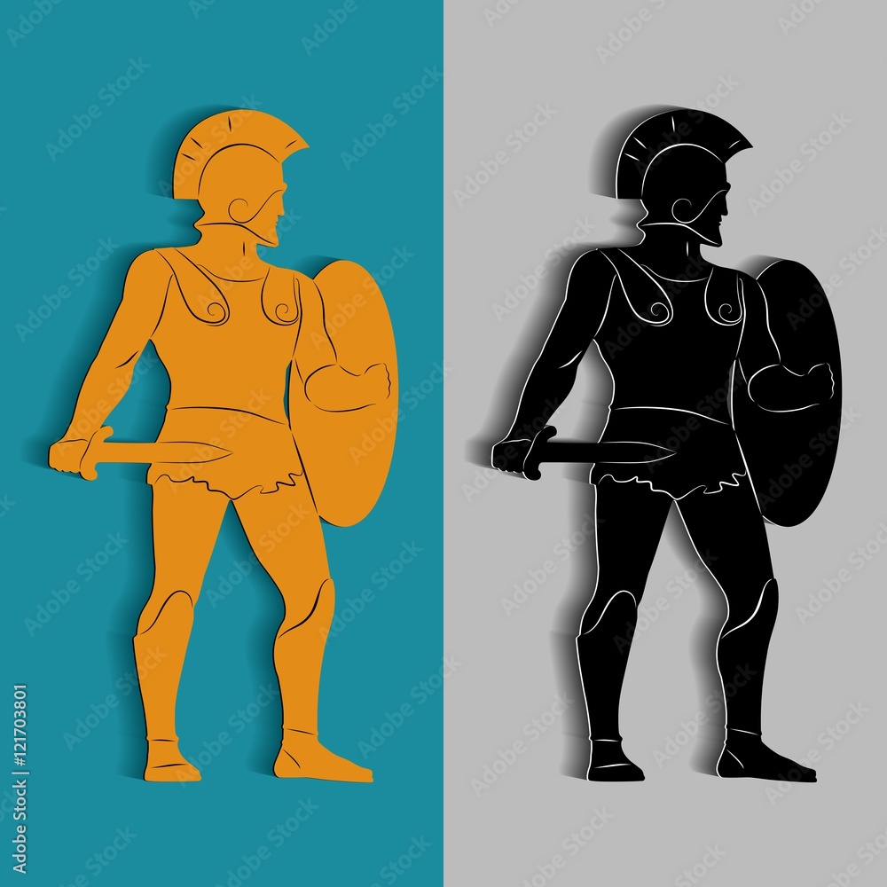 silhouette of a warrior, vector draw Stock Vector | Adobe Stock