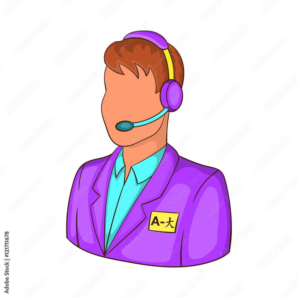 Translator interpreter icon in cartoon style isolated on white ...