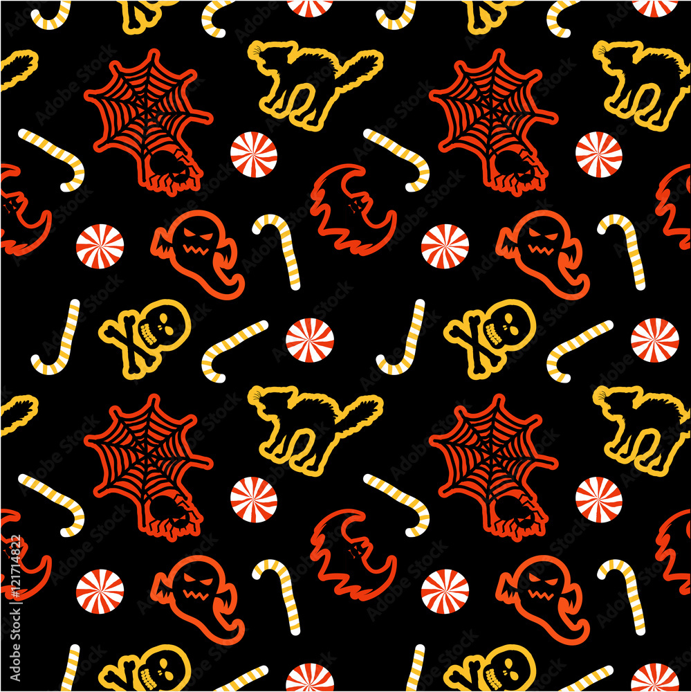 Halloween seamless pattern scrapbook paper, gift wrap paper, items in ...