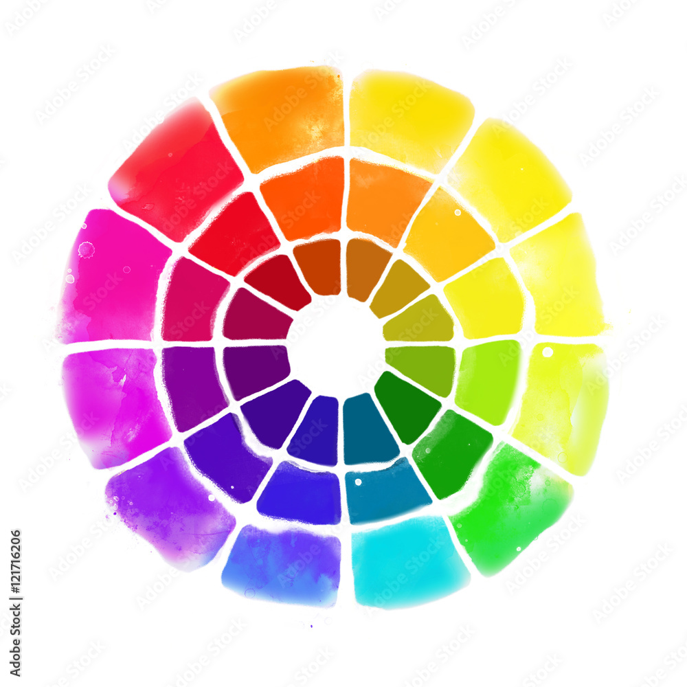 Handmade color wheel. Isolated watercolor spectrum. Stock Illustration ...