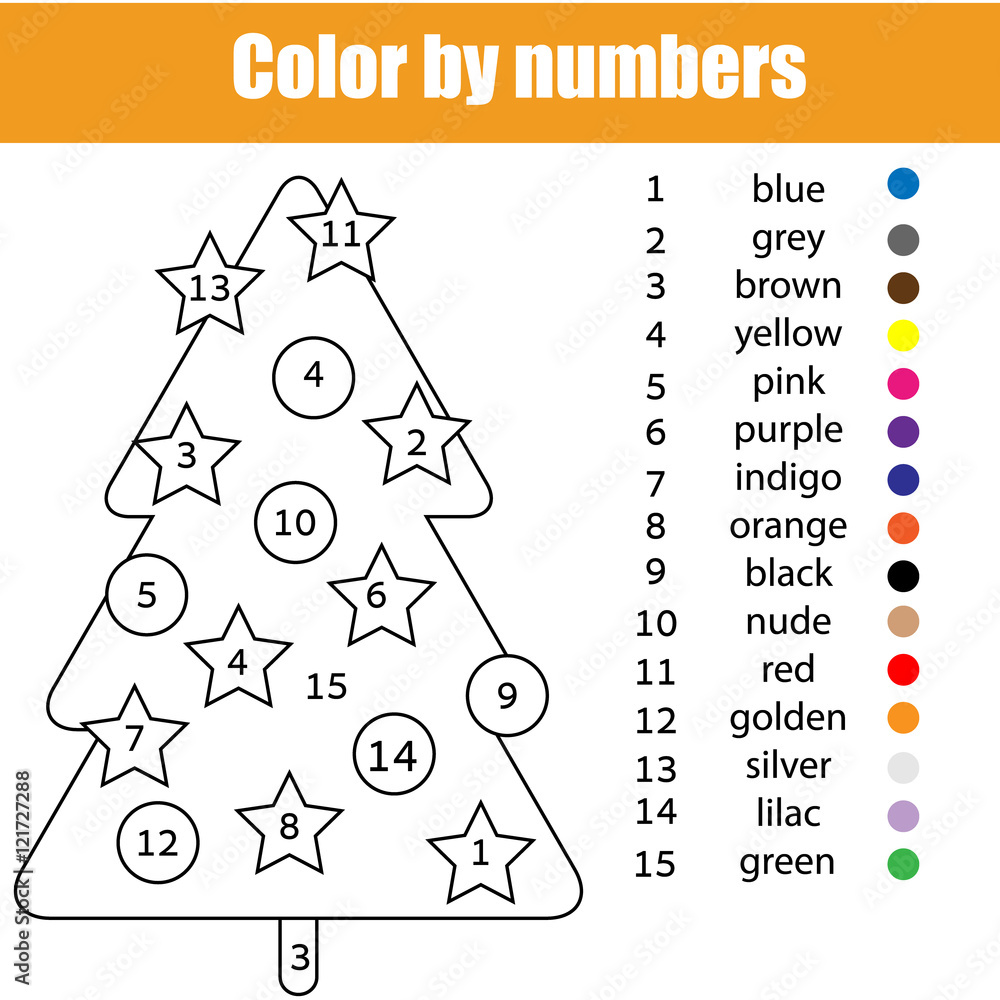 Coloring page with Christmas tree. Color by numbers Stock Vector ...