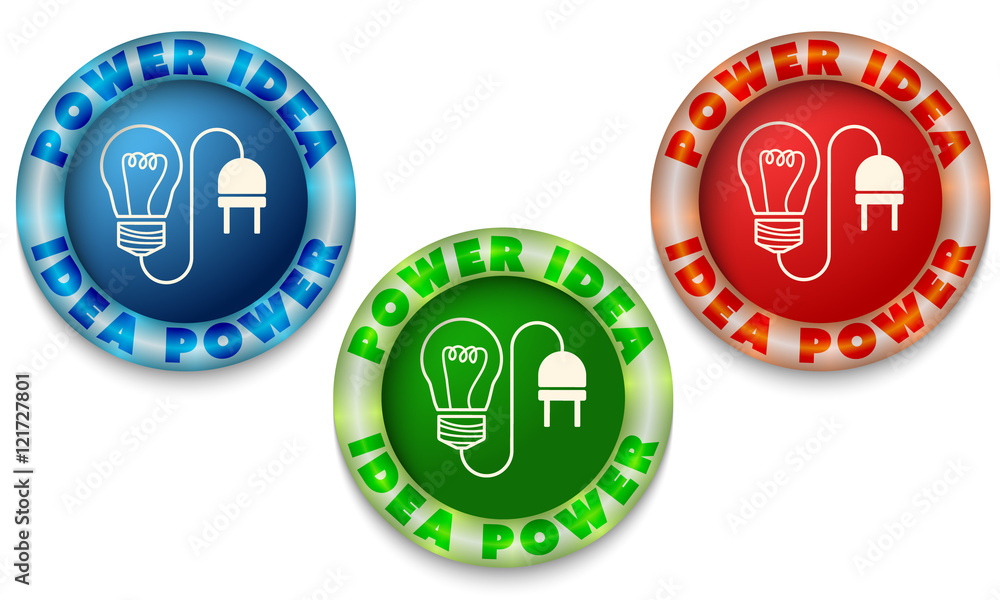 Three icons with color back light and power symbol Stock Vector | Adobe ...