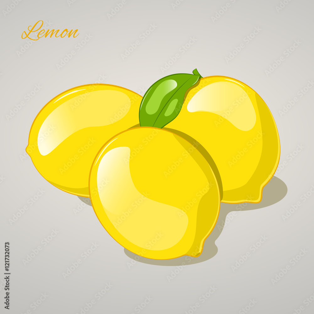Cartoon sweet lemon isolated on grey background Fruits and vegetables ...