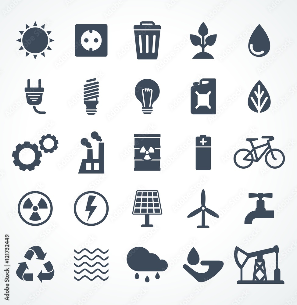vector set of energy black icon Stock Vector | Adobe Stock