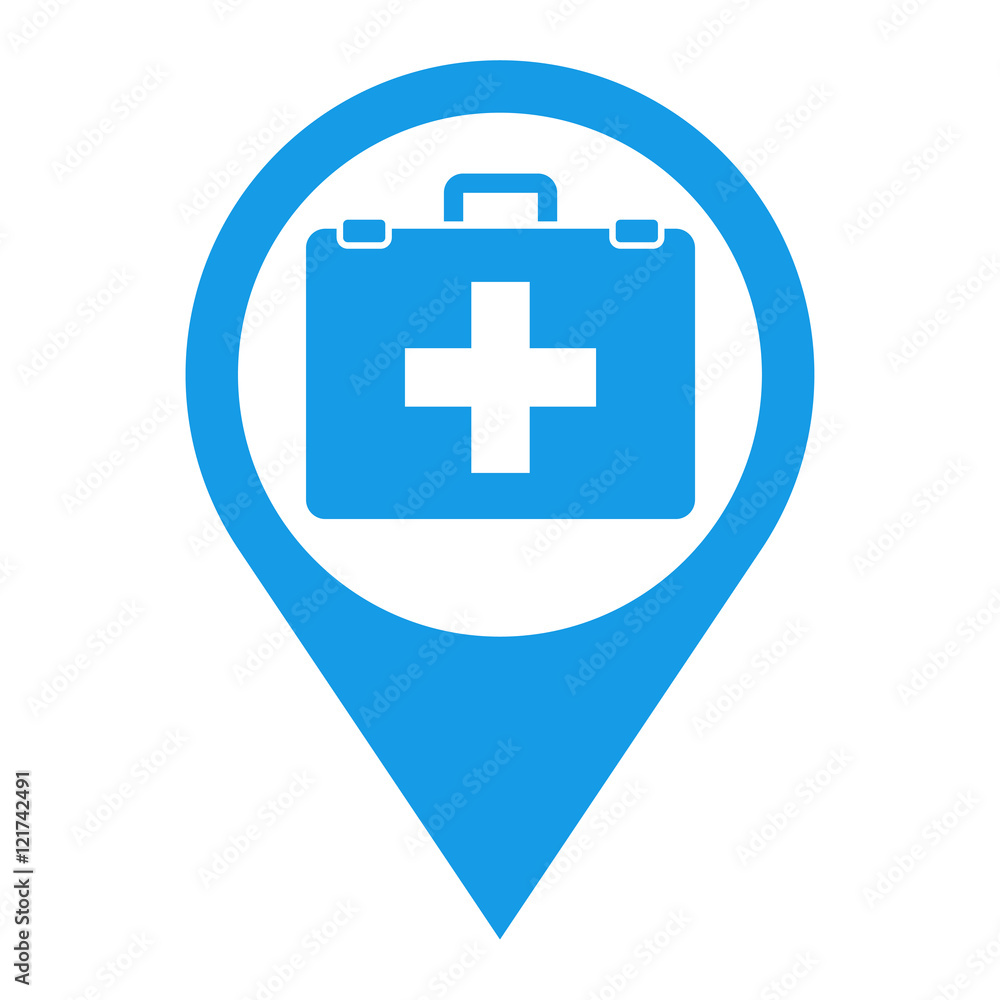 Icono plano localizacion botiquin azul Stock Illustration | Adobe Stock