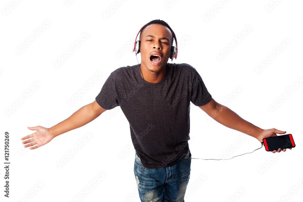 Singing along while listening to music Stock Photo | Adobe Stock