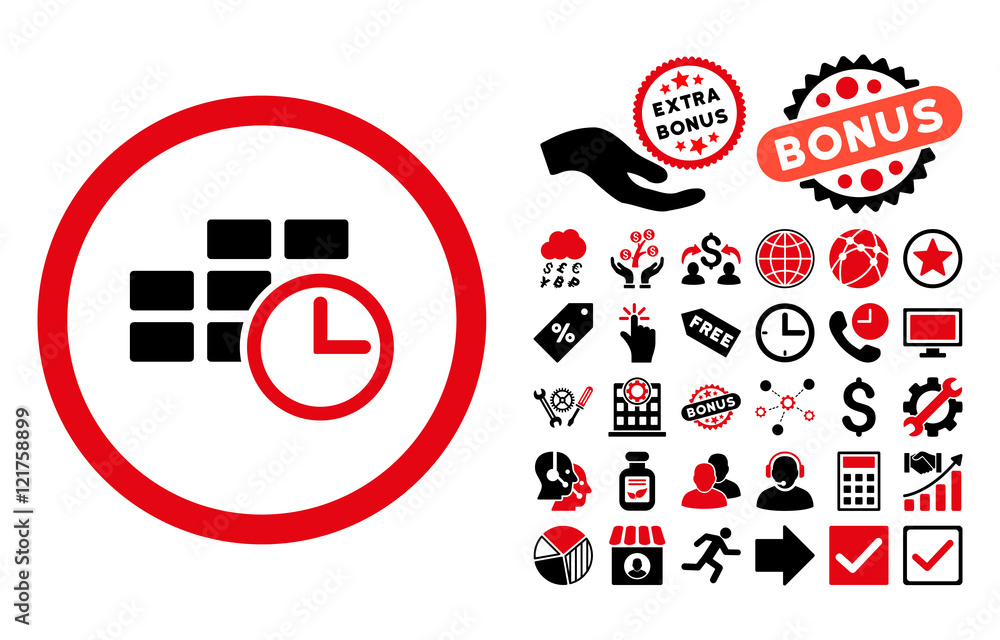 Time Table pictograph with bonus clip art. Vector illustration style is ...