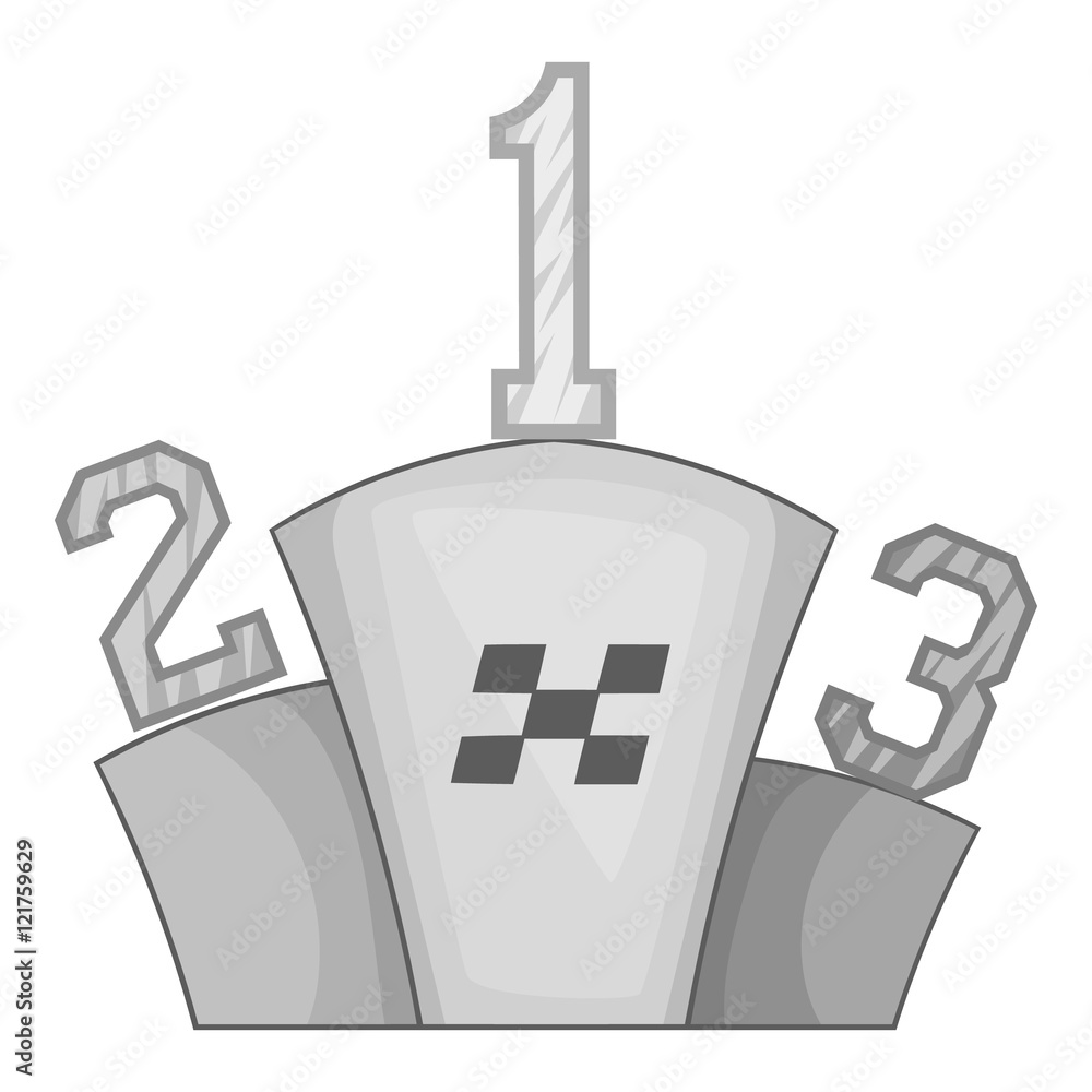 Prize pedestal icon in black monochrome style isolated on white ...