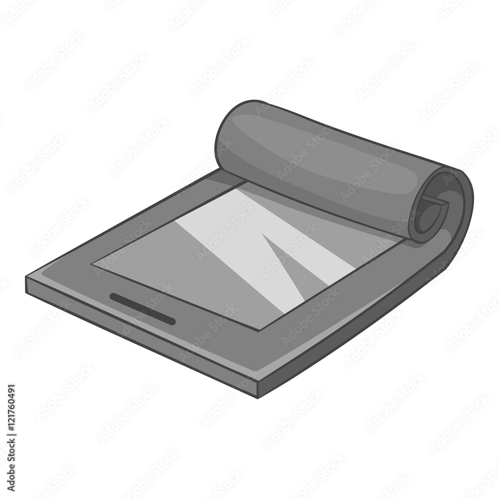 Flexible tablet icon in black monochrome style isolated on white ...