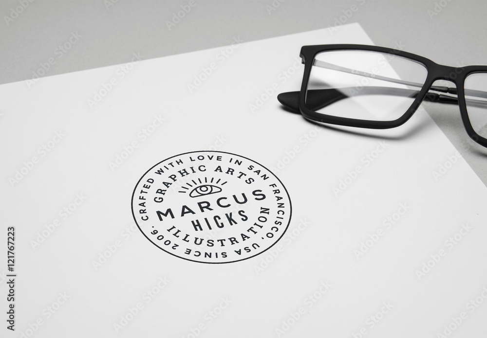 Logo Mockup with Eyeglasses Stock Template | Adobe Stock