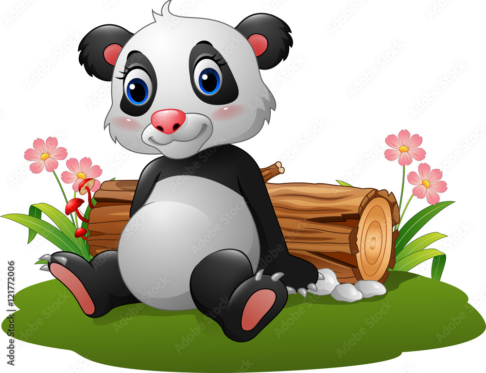 Cartoon panda sitting Stock Vector | Adobe Stock