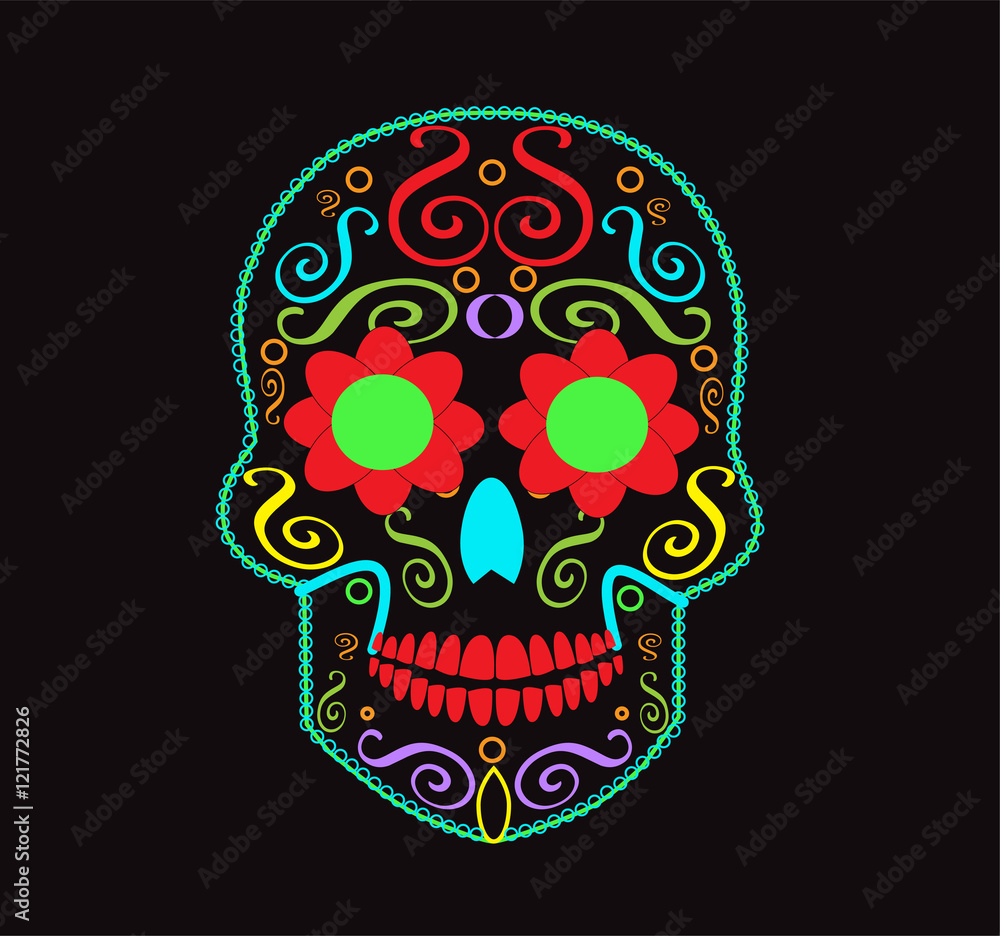 Skull vector background for fashion design, patterns, tattoos neon ...