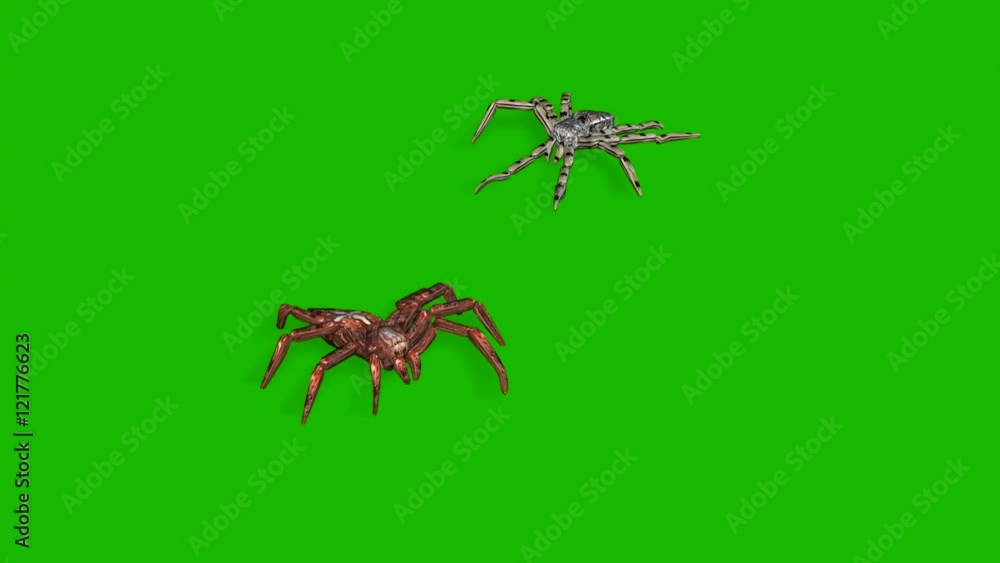 animation - two spiders on green screen creepy crawling Stock Video ...
