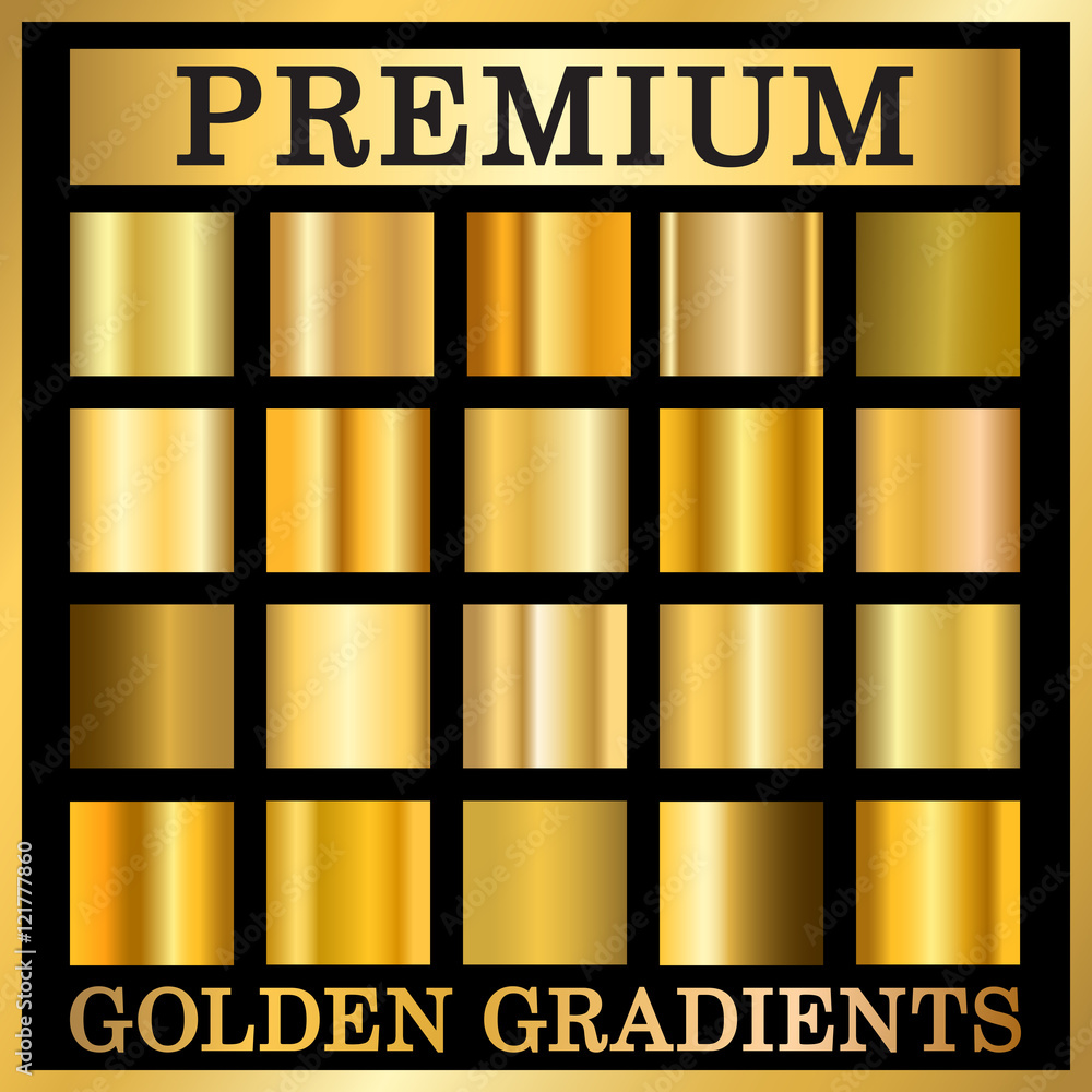 Gold texture square patterns set. Light realistic, shiny, metallic ...