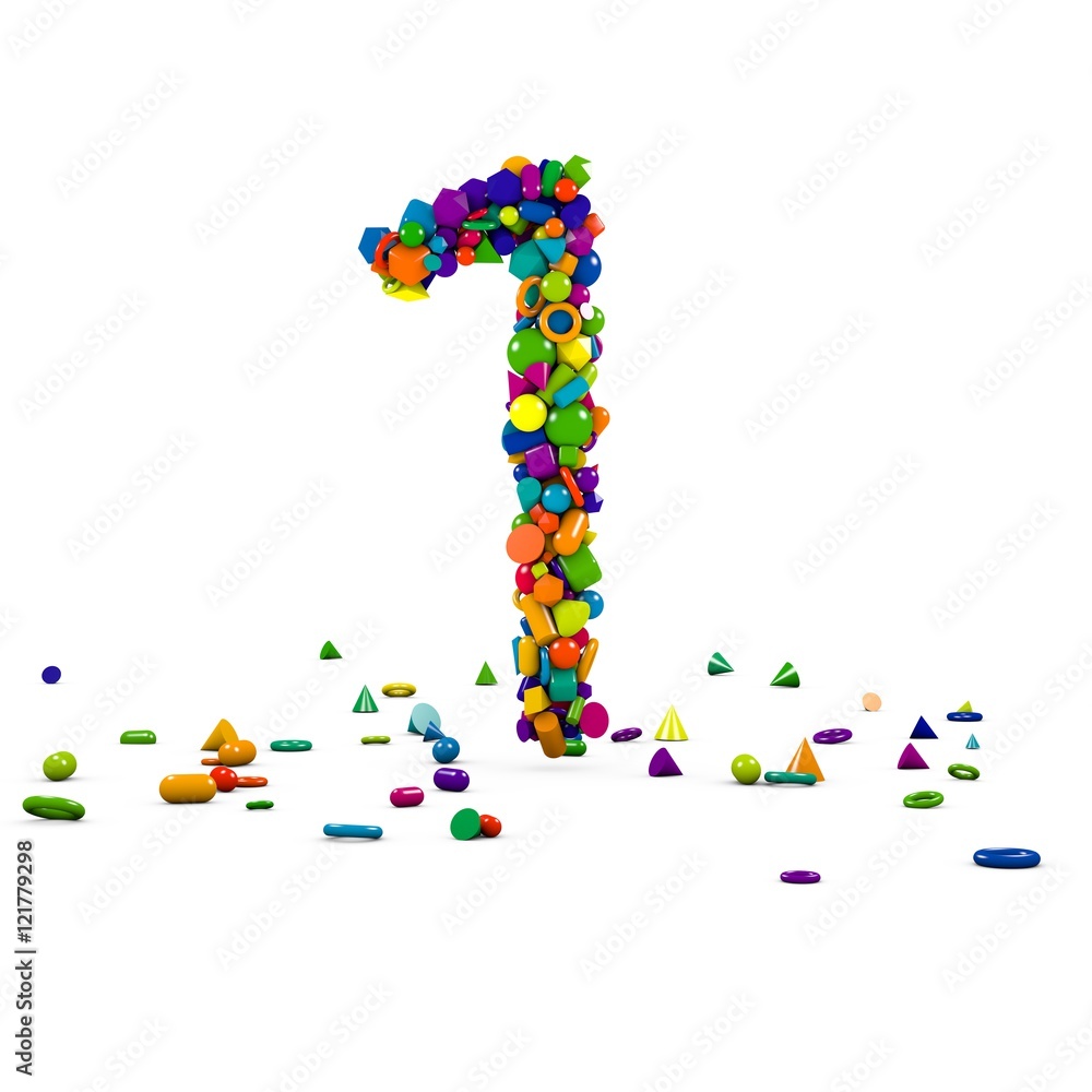 cyfra 1 z prostych figur 3D ilustración de Stock | Adobe Stock