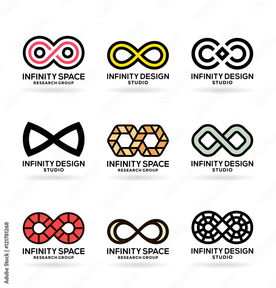 Set of various infinity symbols and logo design elements (7) Stock ...