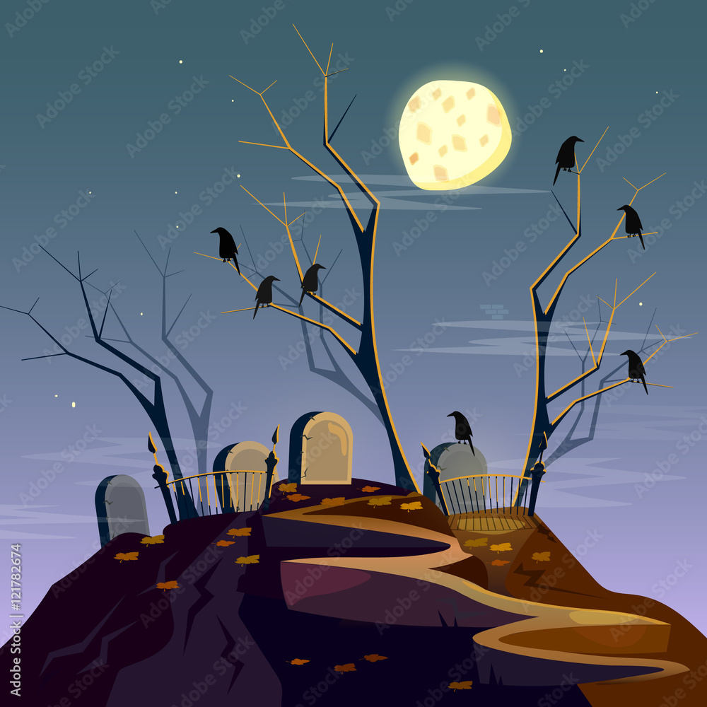Halloween Graveyard Cartoon