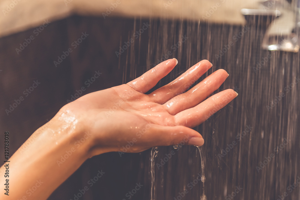 Beautiful woman taking shower Stock Photo | Adobe Stock