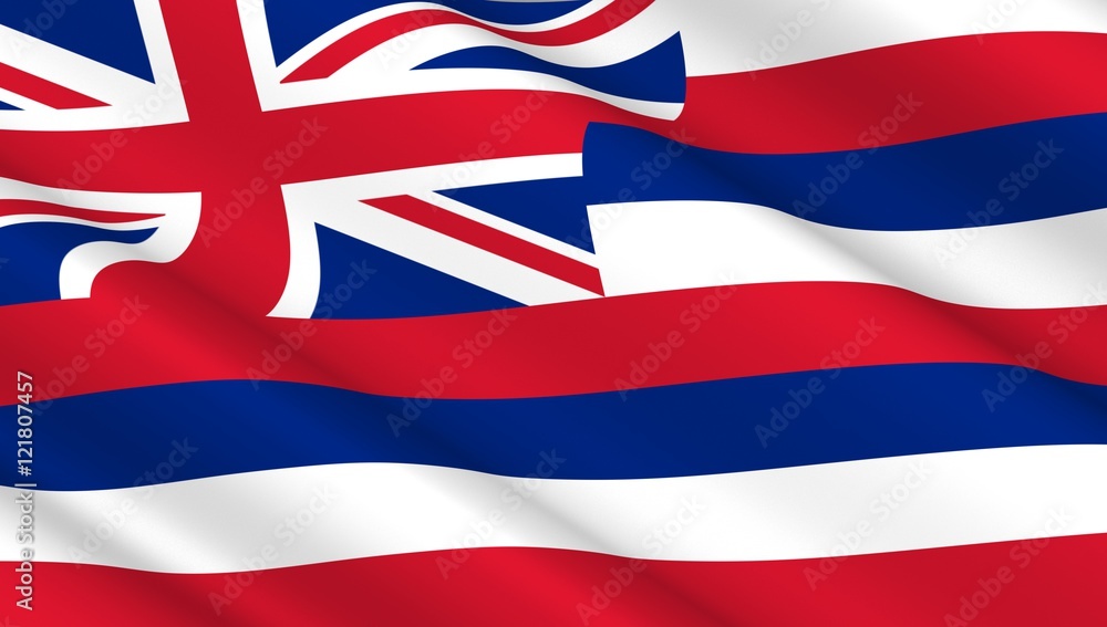 Waving flag of Hawaii state. 3D illustration. Stock Illustration ...