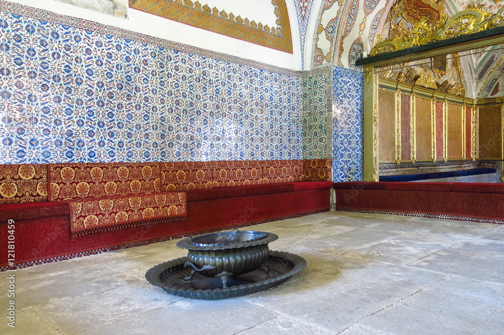 Courtyard at the Topkapi Palace, Istanbul, Turkey. Topkapi Palace was ...
