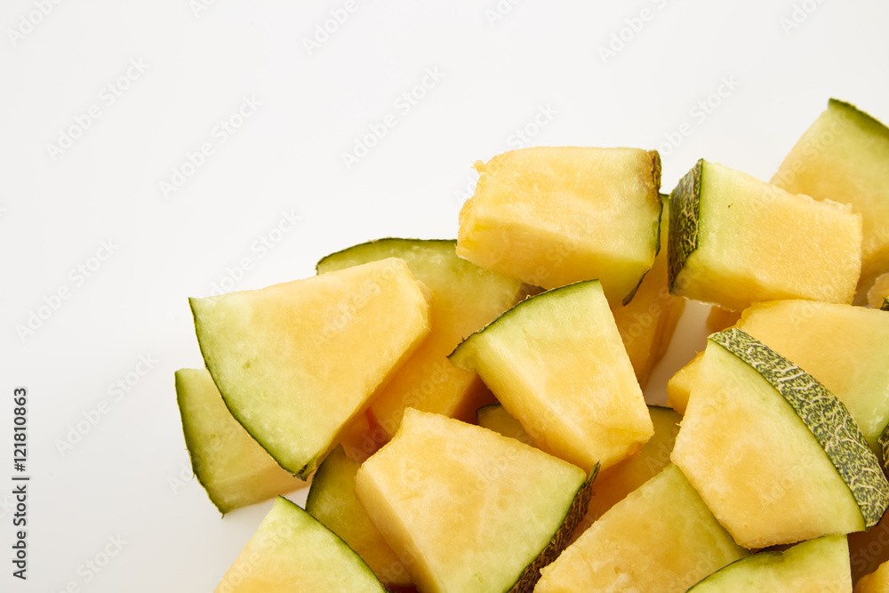 Hamigua Melon cut into slices, Hami Melon, Hami Cantaloupe isolated on ...