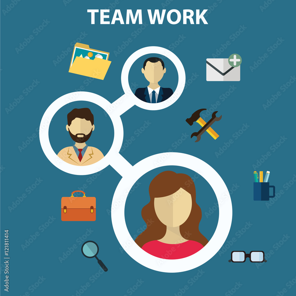 Social network and teamwork concept for web and infographic. Flat style ...