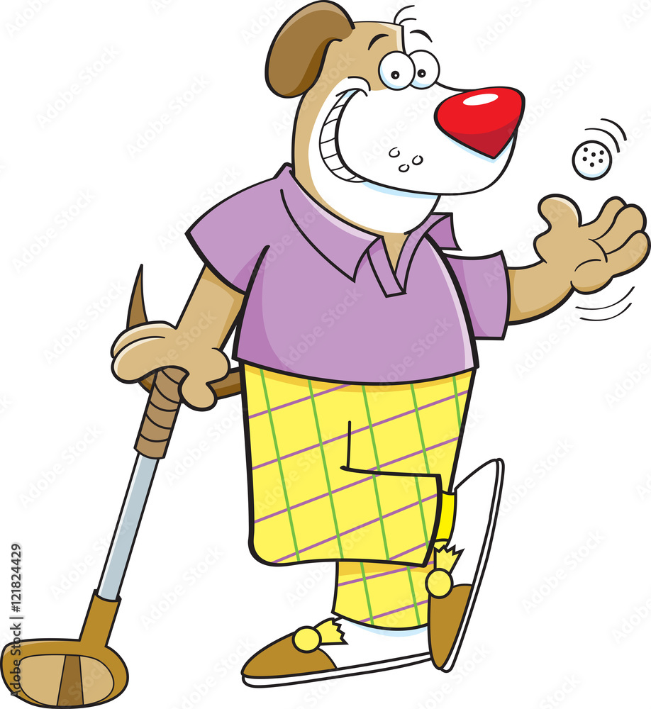 Cartoon illustration of a dog playing golf. Stock Vector | Adobe Stock