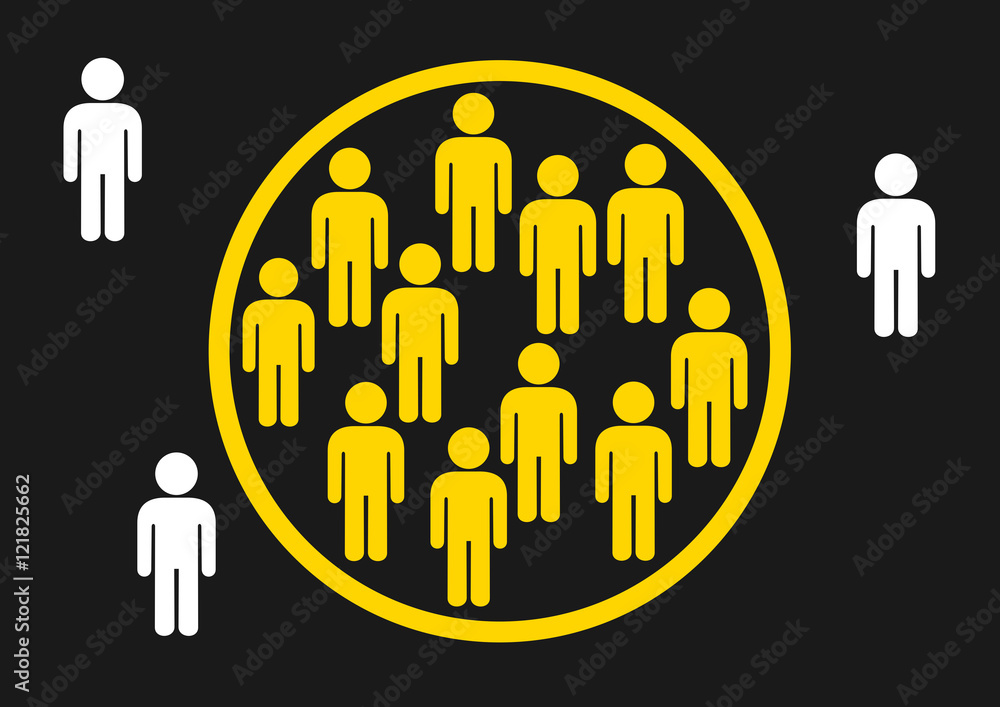 Vector illustration of closed circle between majority and minority ...