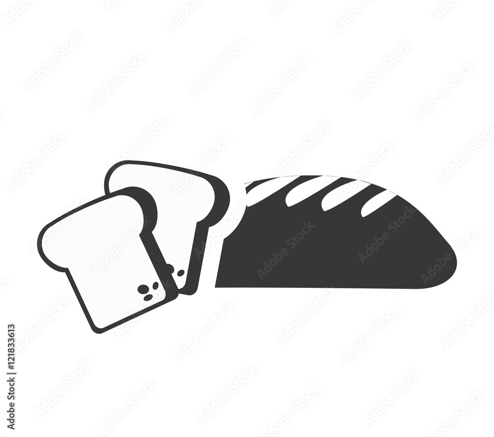 bread bakery food product with loaf slices icon silhouette. vector ...