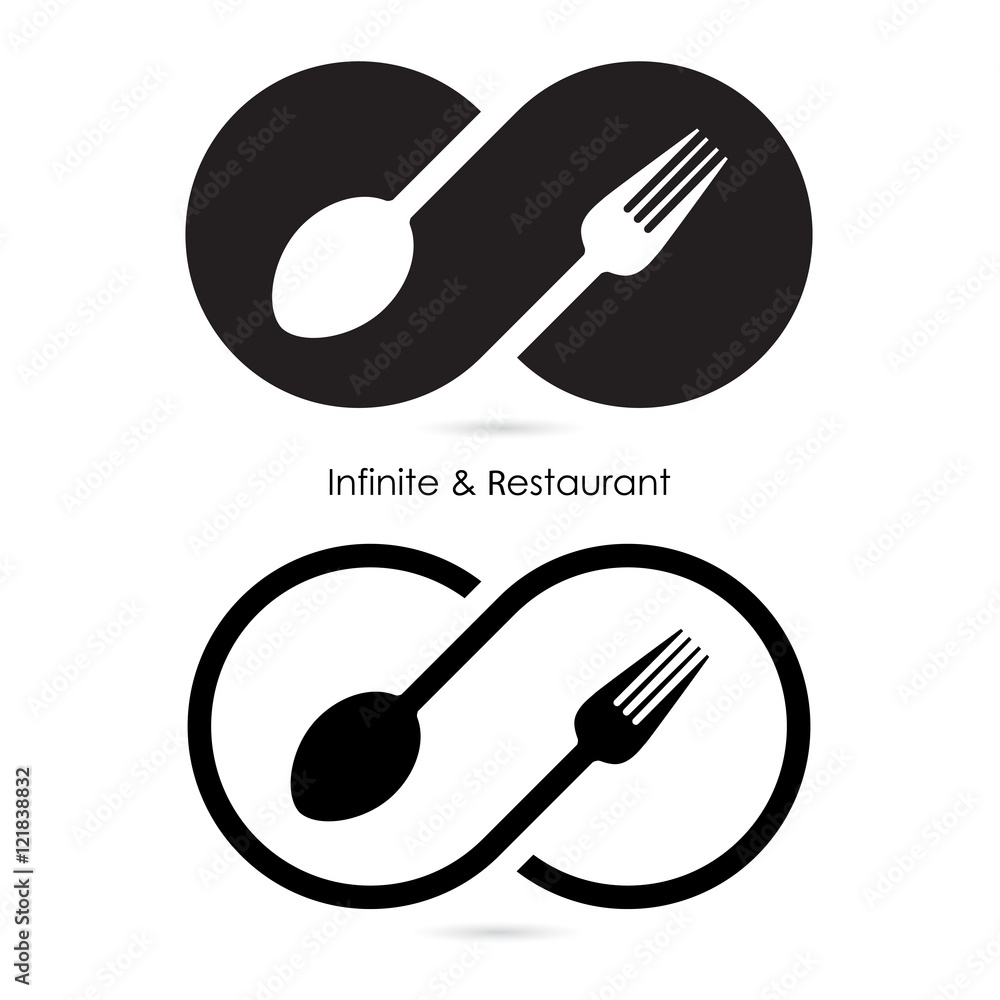 Infinity & restaurant icon.Food & infinity icon.Fork & spoon Stock ...