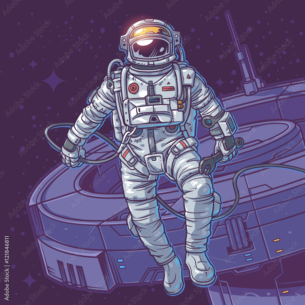 Vector illustration cosmonaut Stock Vector | Adobe Stock