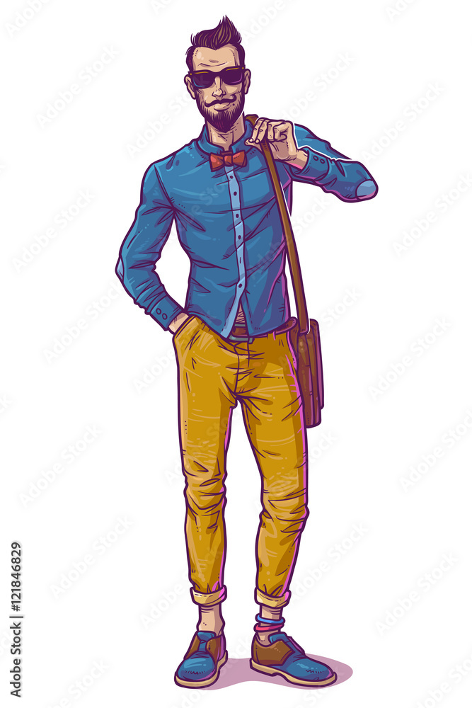 Vector illustration of a fashionable guy Stock Vector | Adobe Stock