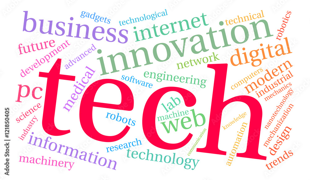Tech Word Cloud Stock Vector | Adobe Stock