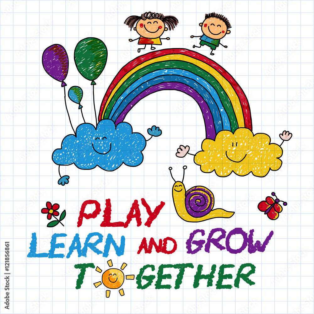Play Learn and grow together Vector image Stock Vector | Adobe Stock